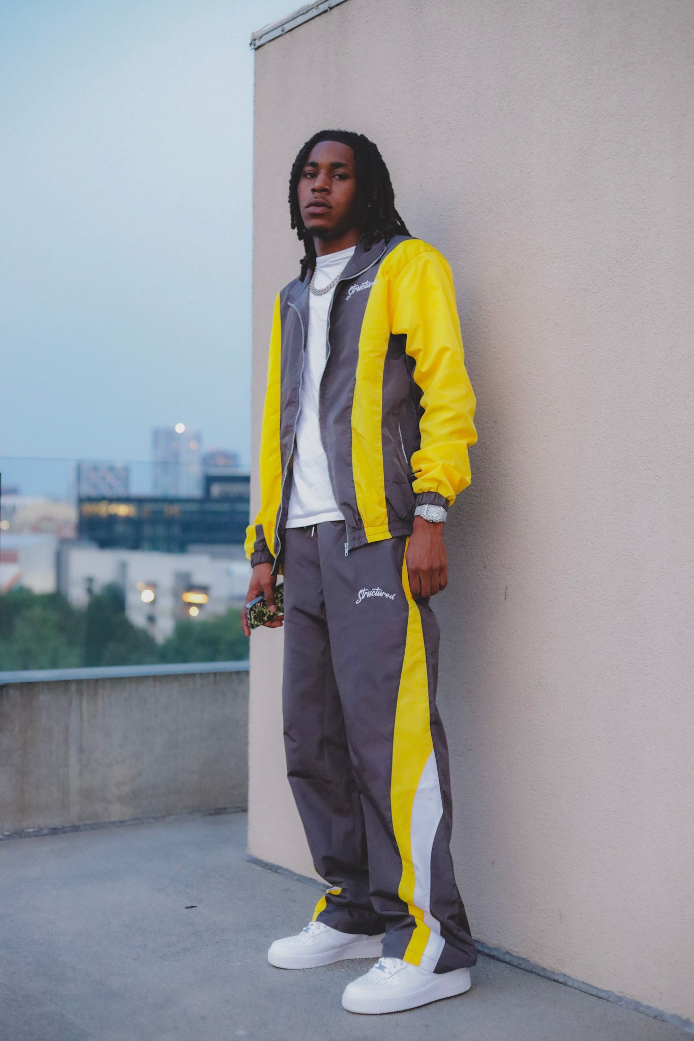 Gray/Yellow Flare Tracksuit Full Set – Structured